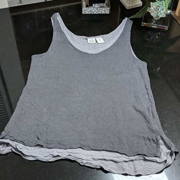 Lucy & Laurel | Tops | Grey Linen Layered Tank M | Poshmark